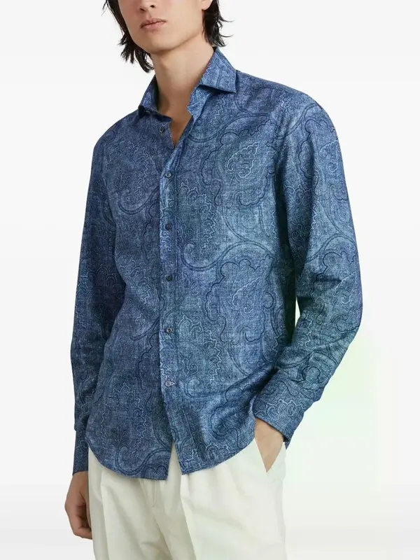 Brunello Cucinelli Patterned Jacquard Cotton Shirt