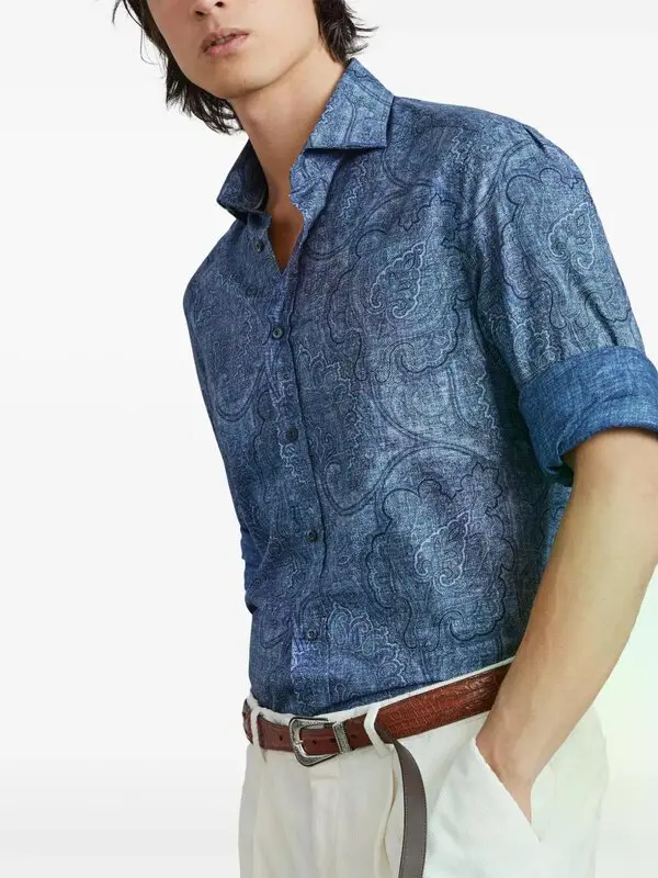 Brunello Cucinelli Patterned Jacquard Cotton Shirt