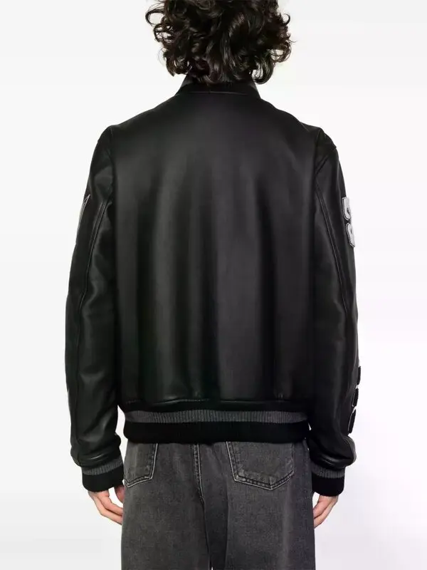 Off-White Logo-appliqué Leather Bomber Jacket