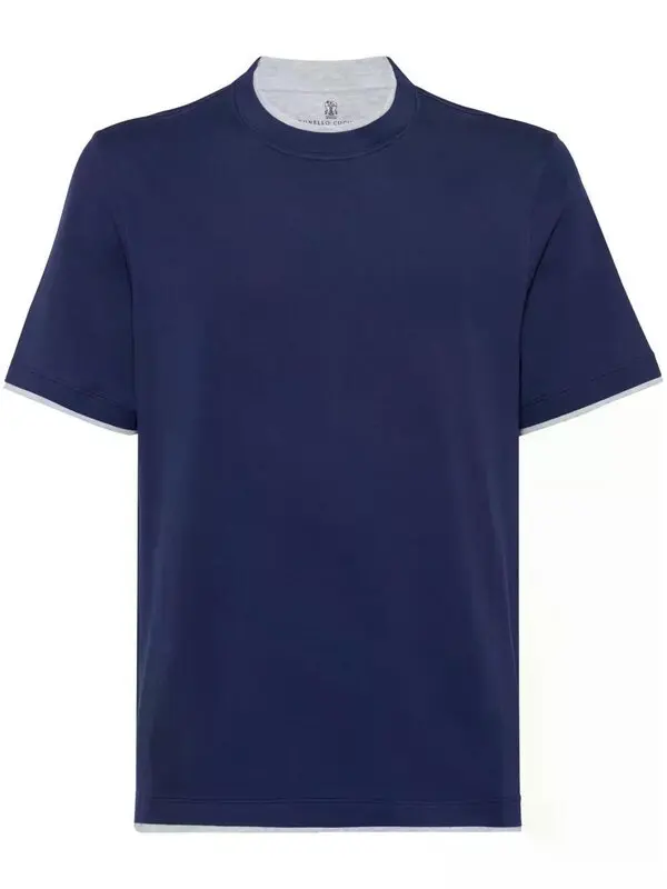 Brunello Cucinelli Contrast-trim Crew-neck T-shirt