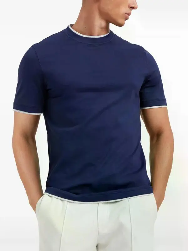 Brunello Cucinelli Contrast-trim Crew-neck T-shirt