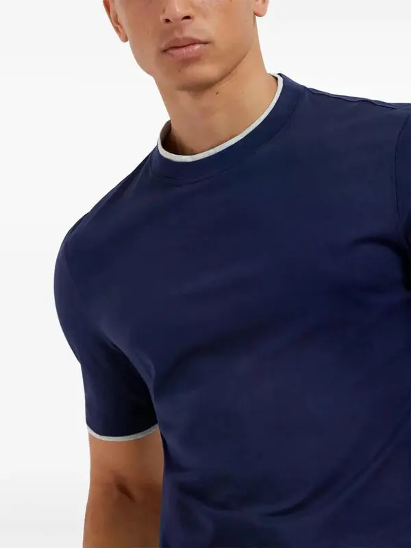 Brunello Cucinelli Contrast-trim Crew-neck T-shirt