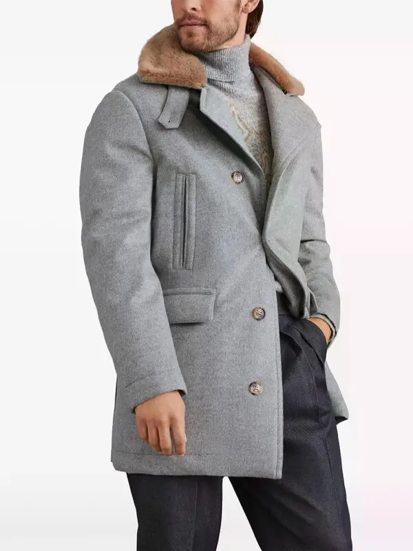 Brunello Cucinelli Short Cashmere Coat With Faux-fur Collar