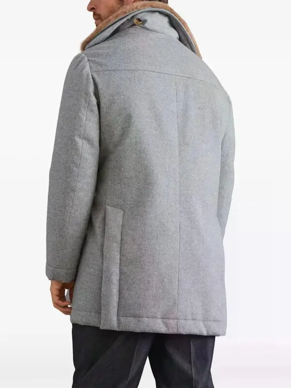 Brunello Cucinelli Short Cashmere Coat With Faux-fur Collar