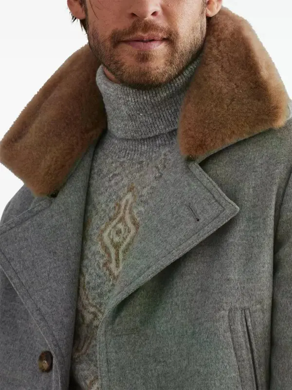 Brunello Cucinelli Short Cashmere Coat With Faux-fur Collar