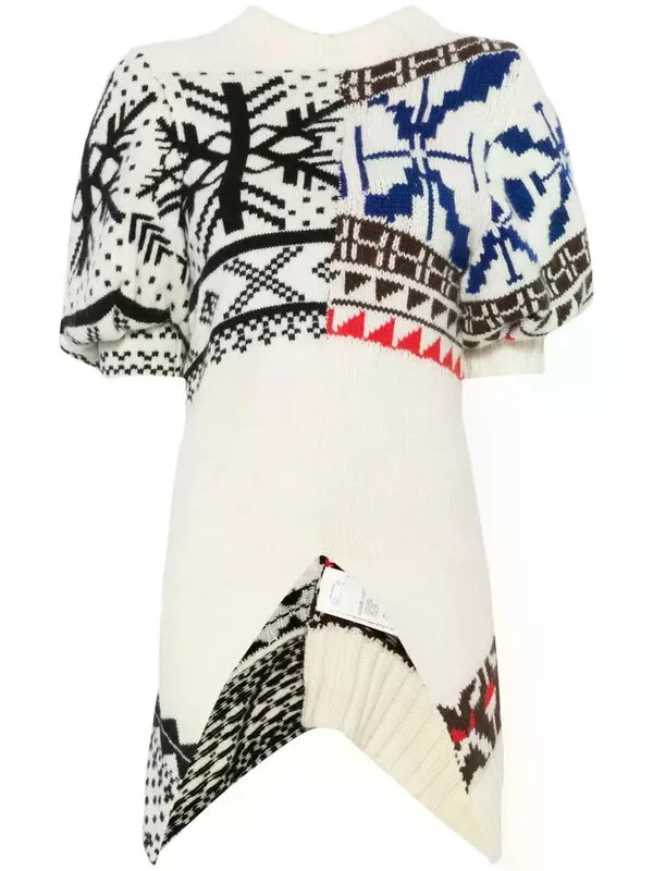Sacai Jacquard-patterned Wool Sweater - White