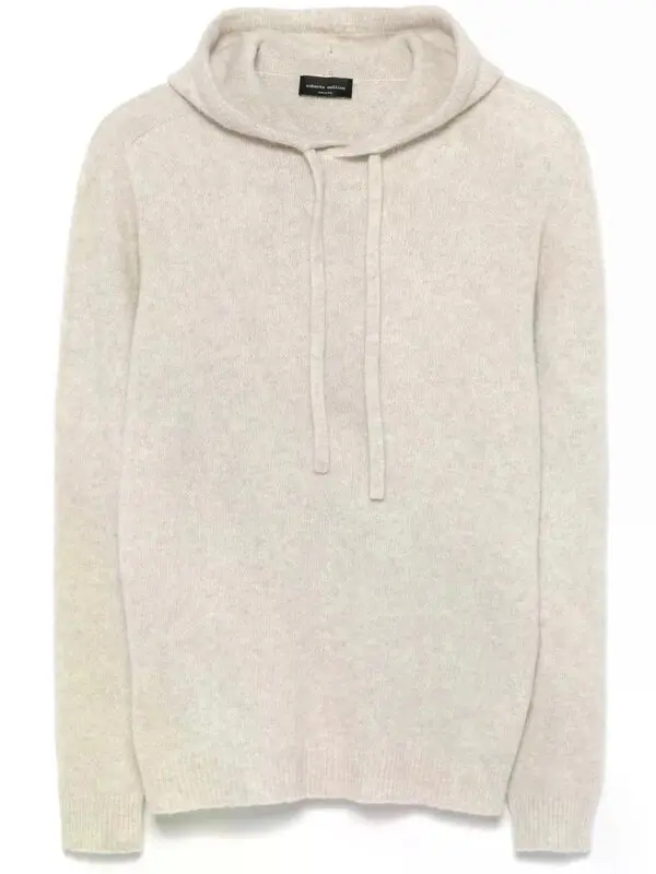 ROBERTO COLLINA Marl Knit Hoodie - Neutrals