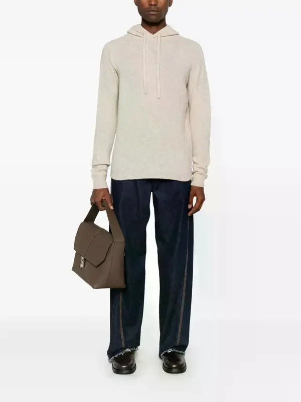 ROBERTO COLLINA Marl Knit Hoodie - Neutrals