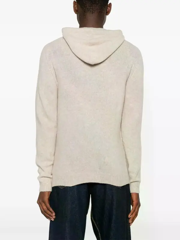 ROBERTO COLLINA Marl Knit Hoodie - Neutrals