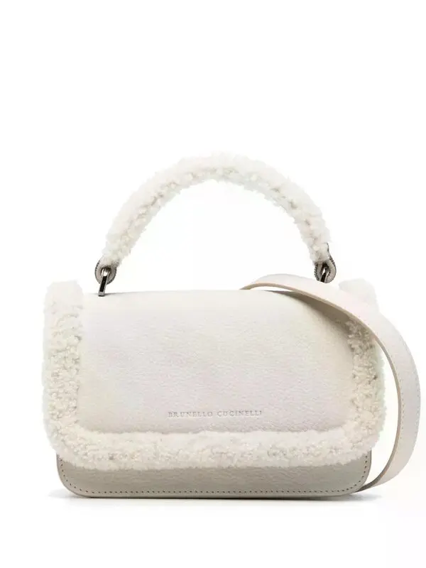 Brunello Cucinelli Shearling-trim Leather Bag