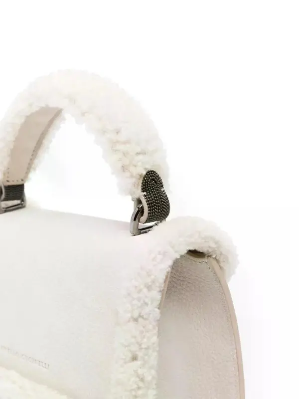 Brunello Cucinelli Shearling-trim Leather Bag