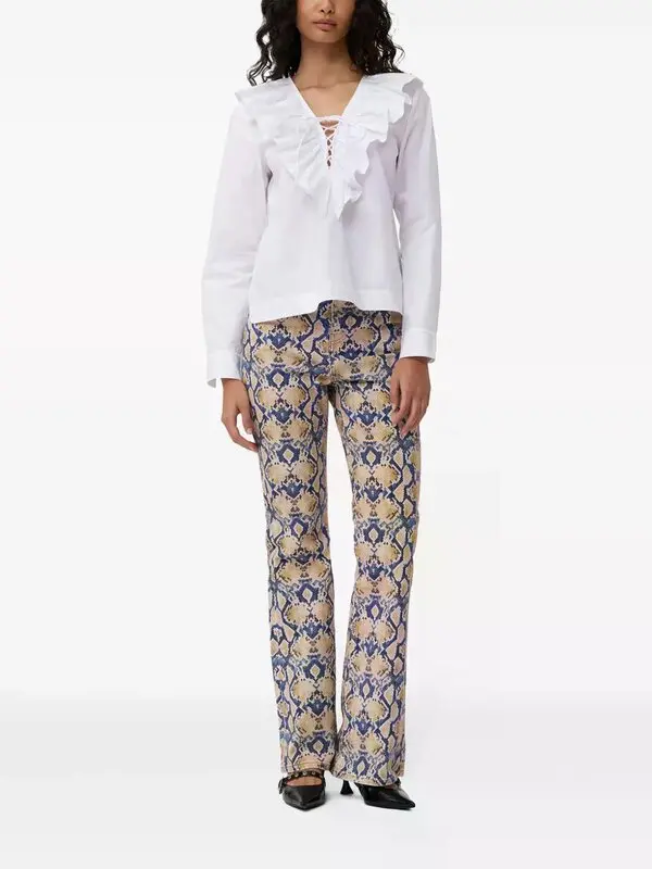 GANNI Ruffle-collar Organic Cotton Blouse