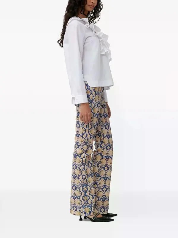 GANNI Ruffle-collar Organic Cotton Blouse