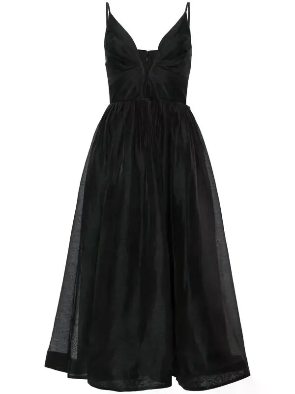 Zimmermann Illustration V-neck Midi Dress - Black