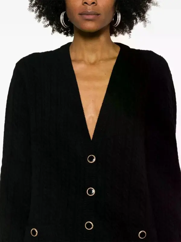 Alessandra Rich Cable-knit Wool Cardigan