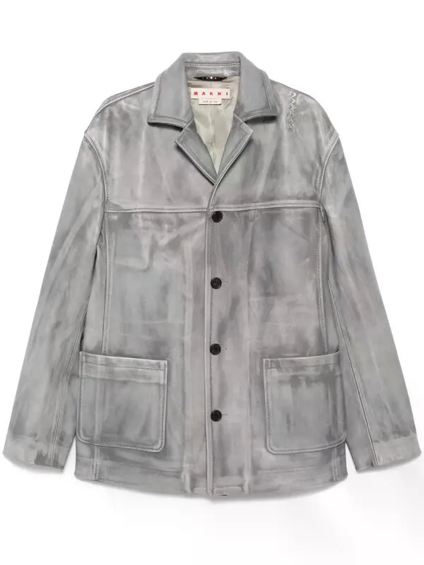 Marni Faded-effect Leather Coat