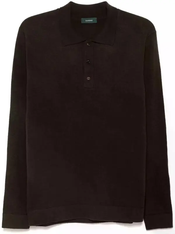 ZANONE Knitted Polo Shirt - Brown