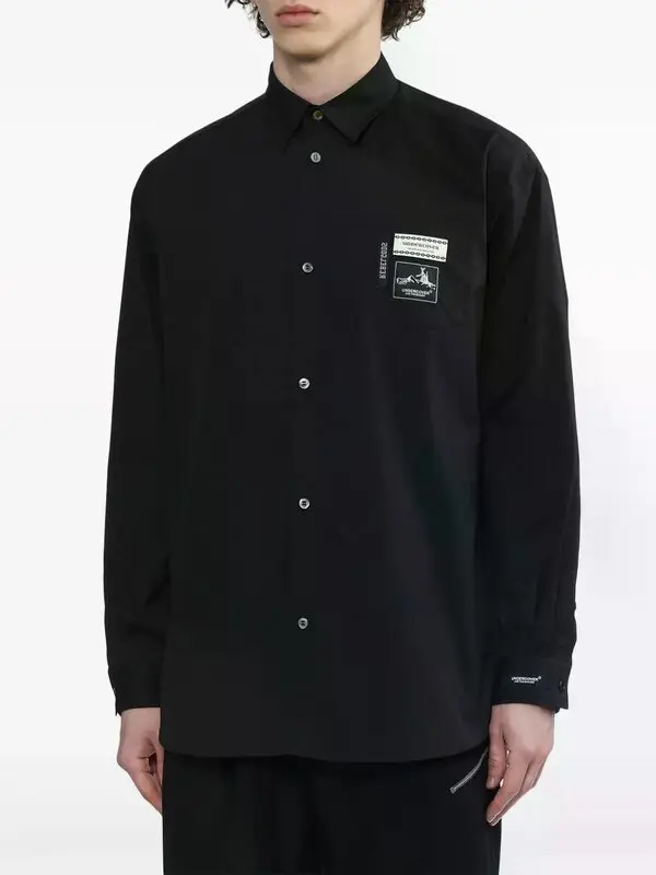 Undercover Logo-patch Cotton-blend Shirt - Black