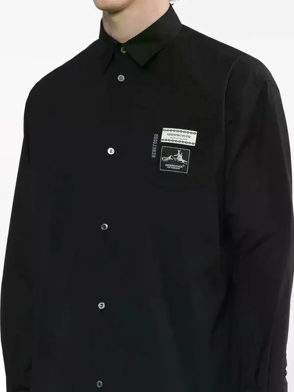 Undercover Logo-patch Cotton-blend Shirt - Black