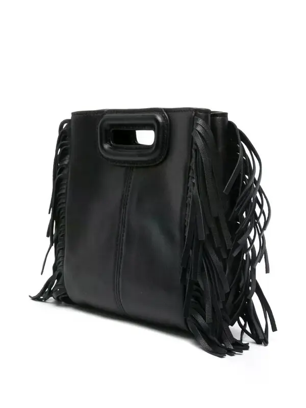 Maje Mini Miss M Fringed Leather Tote Bag - Black
