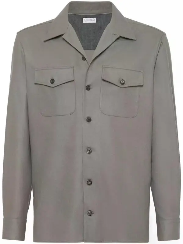 Brunello Cucinelli Camp-collar Long-sleeve Shirt