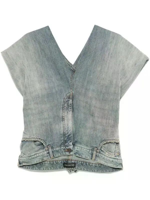 Balenciaga Trompe L'oeil Denim Top