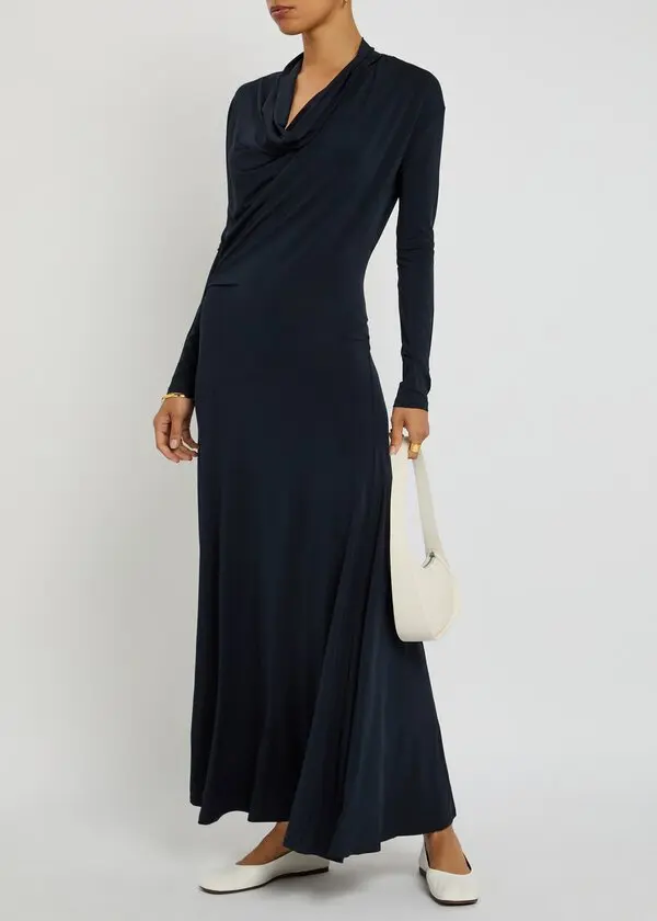 Tove Eadan Draped Stretch-jersey Maxi Dress - Navy
