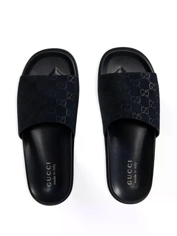 Gucci Black Patterned Slide Sandals Men main image 4