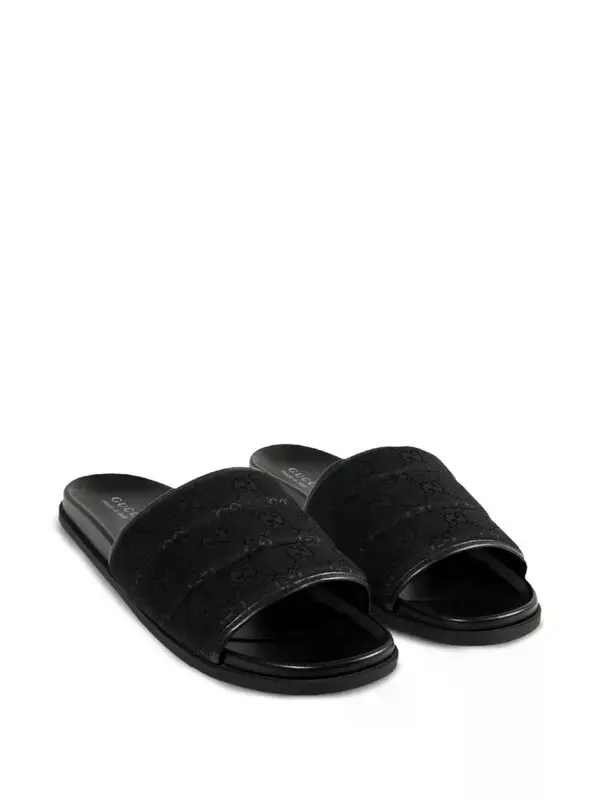 Gucci Gg-pattern Padded Slide Sandals - Black