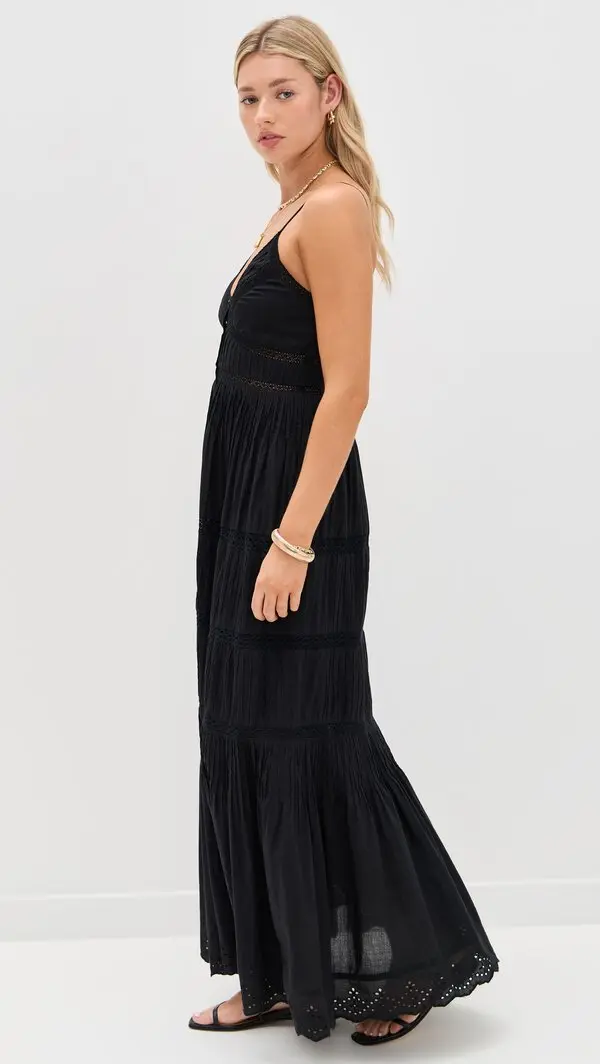 knee length dresses for ladies Janis Cotton Frill Maxi Dress / Lemon | Meshki main image 0