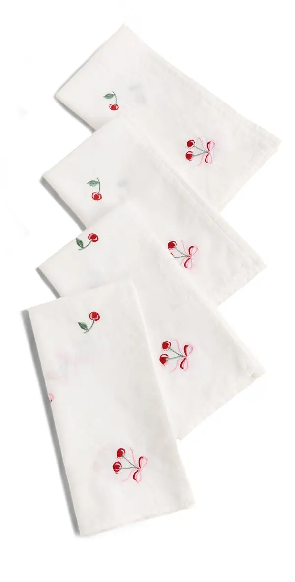 LoveShackFancy Cherry Embroidered Napkin Set