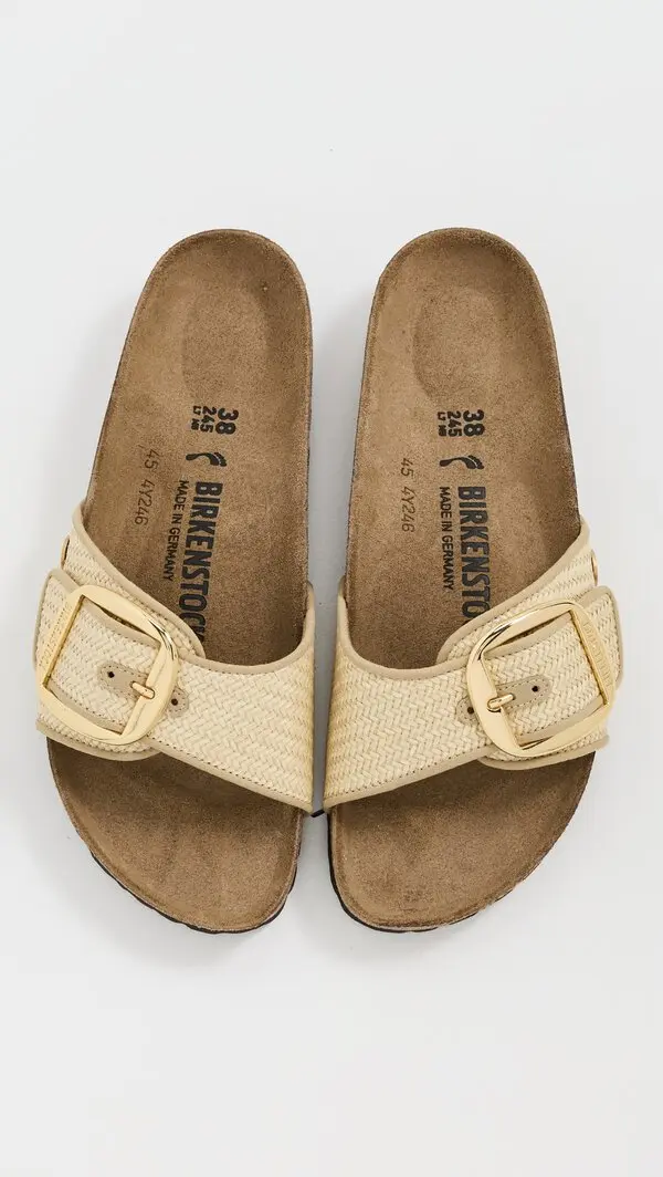 BIRKENSTOCK Madrid Big Buckle Raffia Sandals