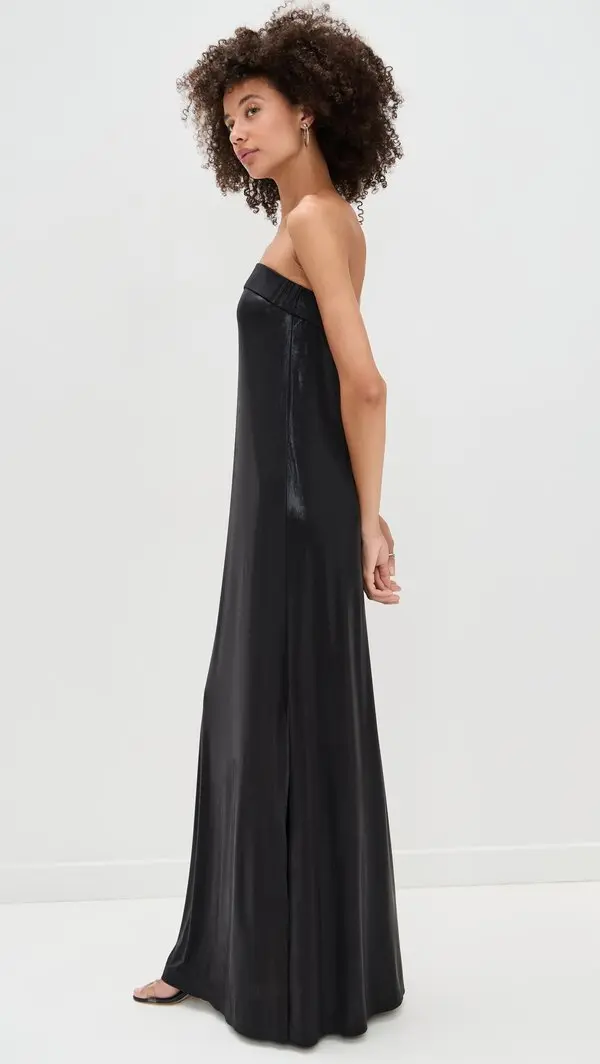 Norma Kamali Strapless Maxi Gown With Side Slit - Black-0