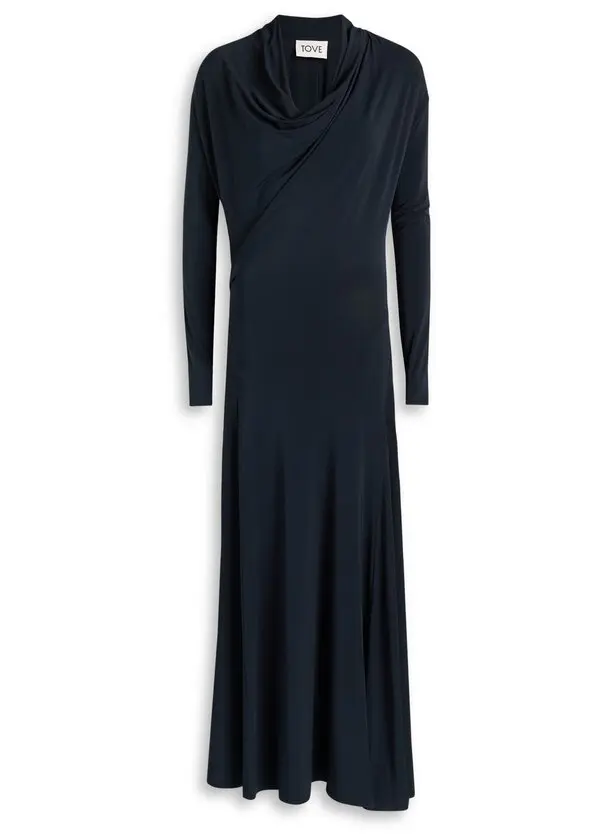 Tove Eadan Draped Stretch-jersey Maxi Dress - Navy