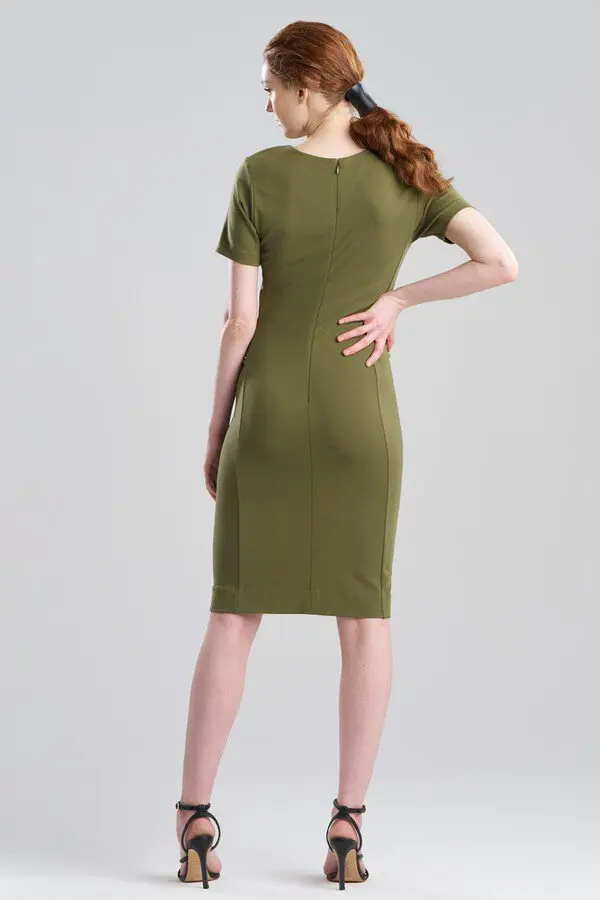 Natori - Ponte Knit Front Tie Sheath Dress - Women's - Green - Size 4