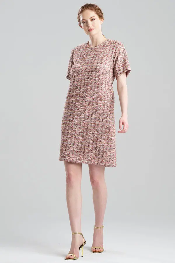 Natori Tweed Short Sleeve Shift Dress
