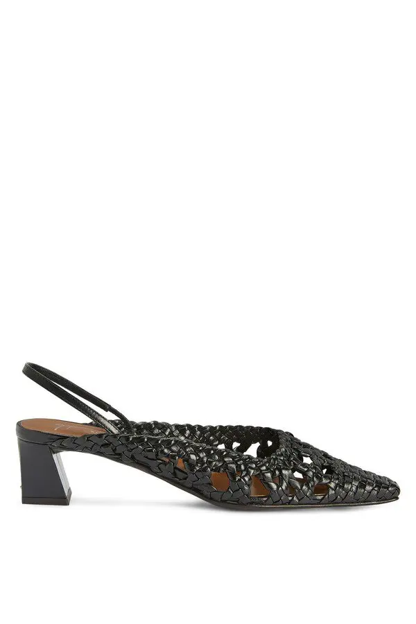 GIUSEPPE ZANOTTI Brendha Cage 45 Woven Leather Slingback Pumps