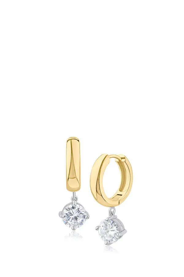 KENNETH JAY LANE Round Cz Drop Hoop Earrings - Gold