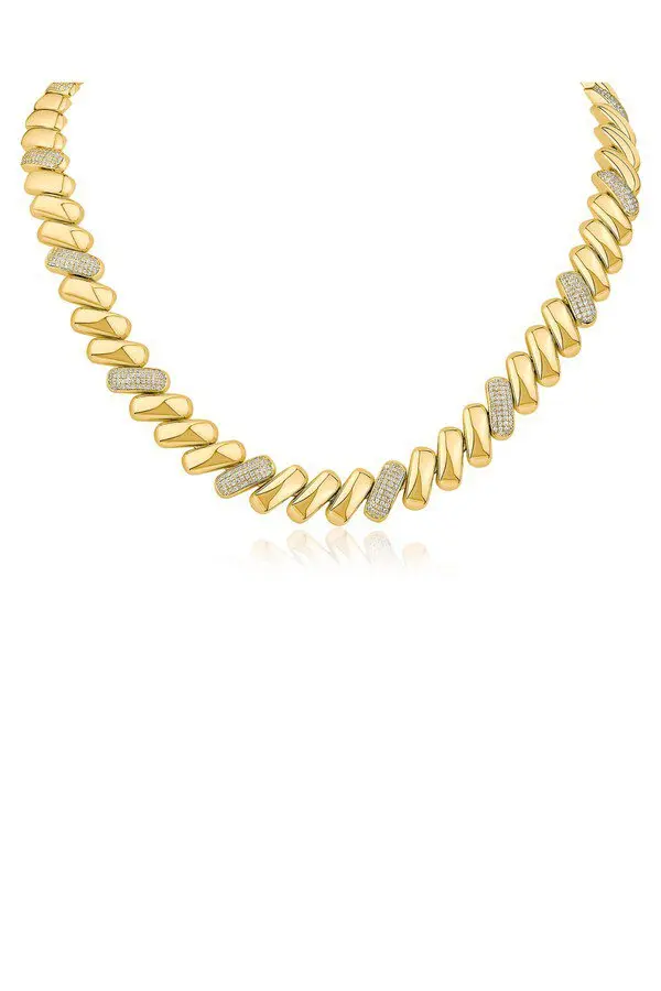 KENNETH JAY LANE Pave Cz Alternating Chain Link Necklace - Natural