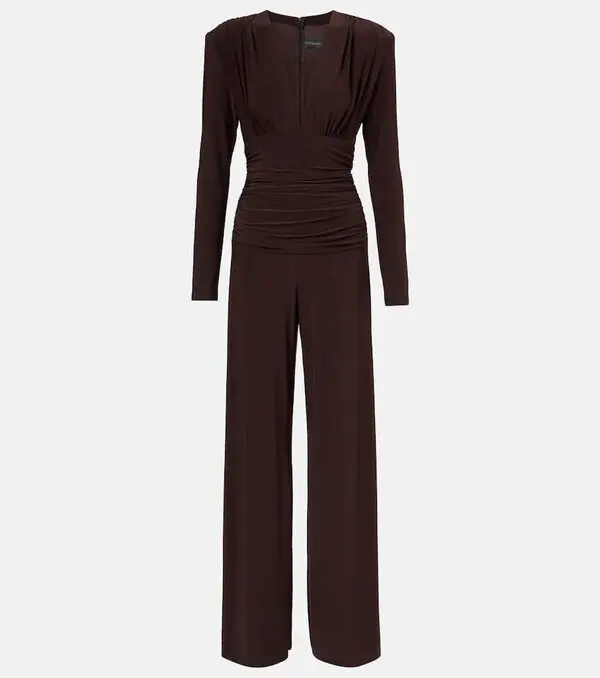 Norma Kamali Ruched Jersey Jumpsuit - Brown