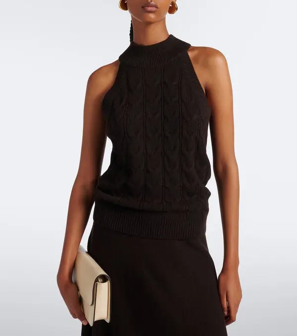 LISA YANG Serafine Cable-knit Cashmere Top - Brown