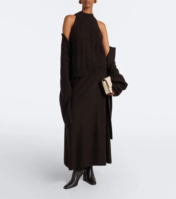 LISA YANG Serafine Cable-knit Cashmere Top - Brown