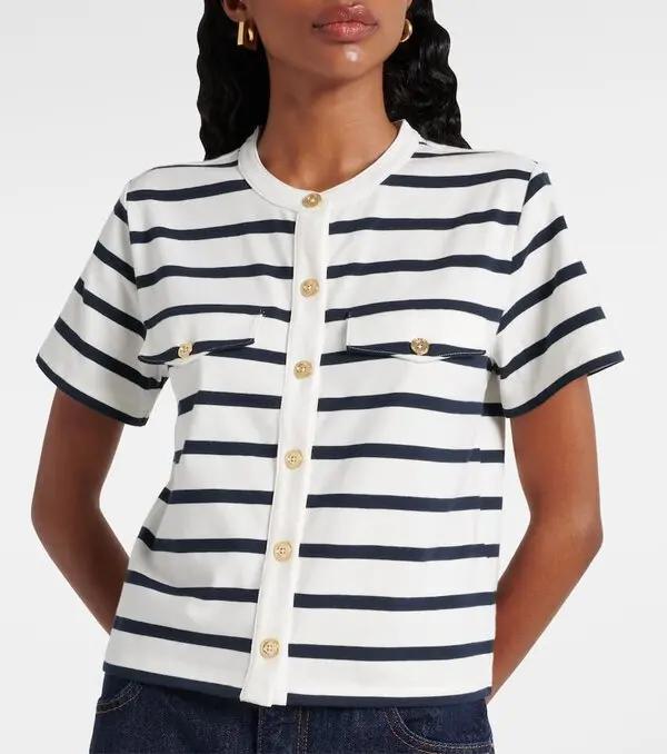 FRAME Striped Organic Cotton Top