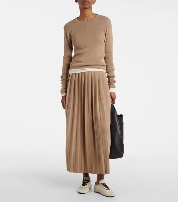 LISA YANG Minda Cotton And Cashmere Midi Skirt