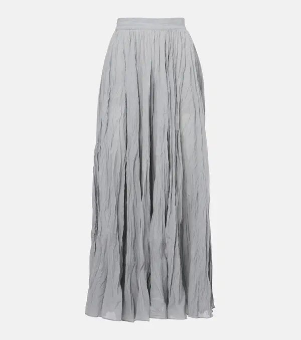 TOTEME Plissé Cotton-blend Maxi Skirt - Grey
