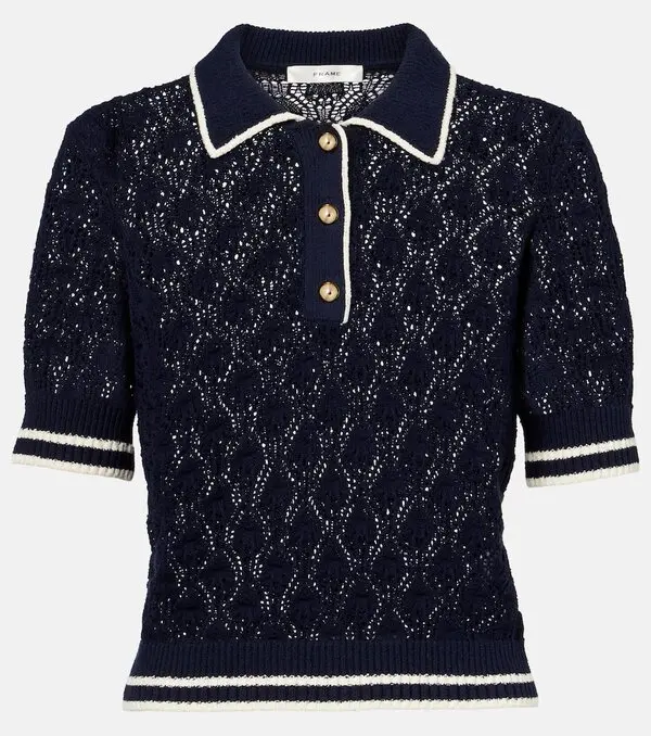 FRAME Rookie Knitted Polo Shirt - Blue
