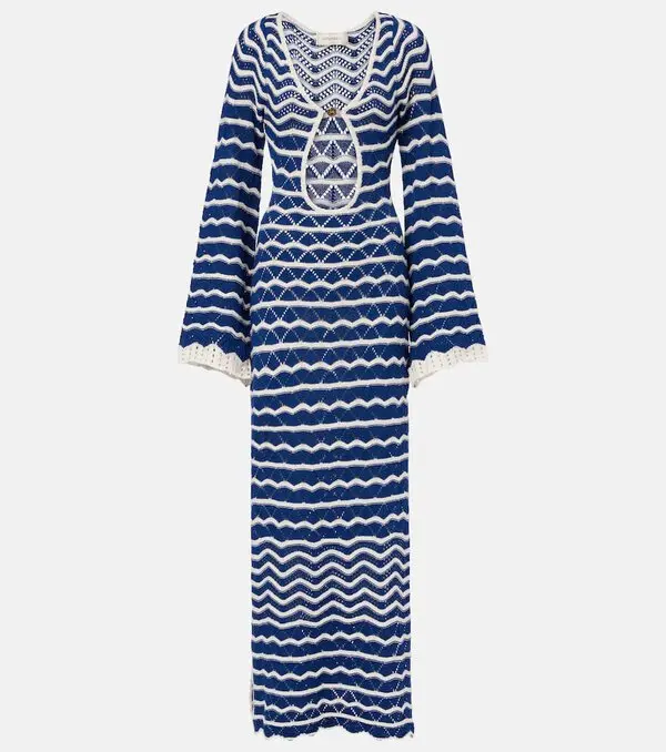 BANANHOT Rey Knitted Cotton-blend Maxi Dress - Blue