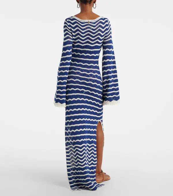 BANANHOT Rey Knitted Cotton-blend Maxi Dress - Blue