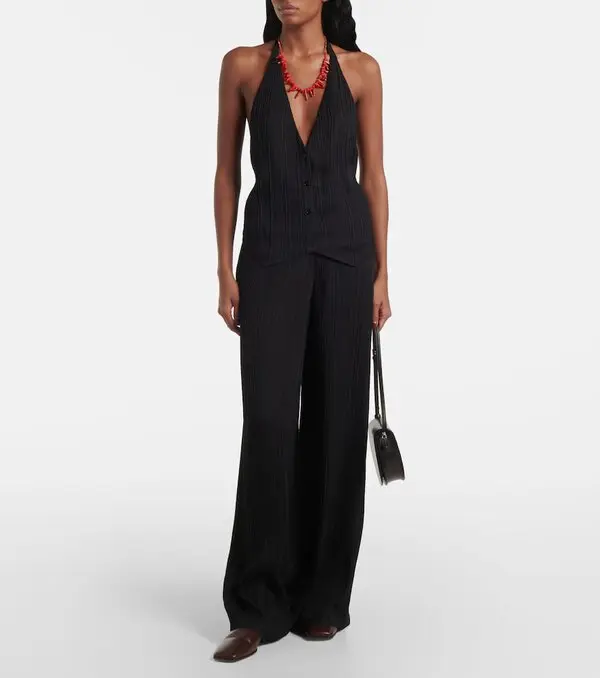 JOSEPH Mawn Pleated Wide-leg Pants - Black