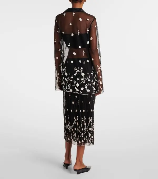 TOTEME Embroidered Semi-sheer Shirt - Black